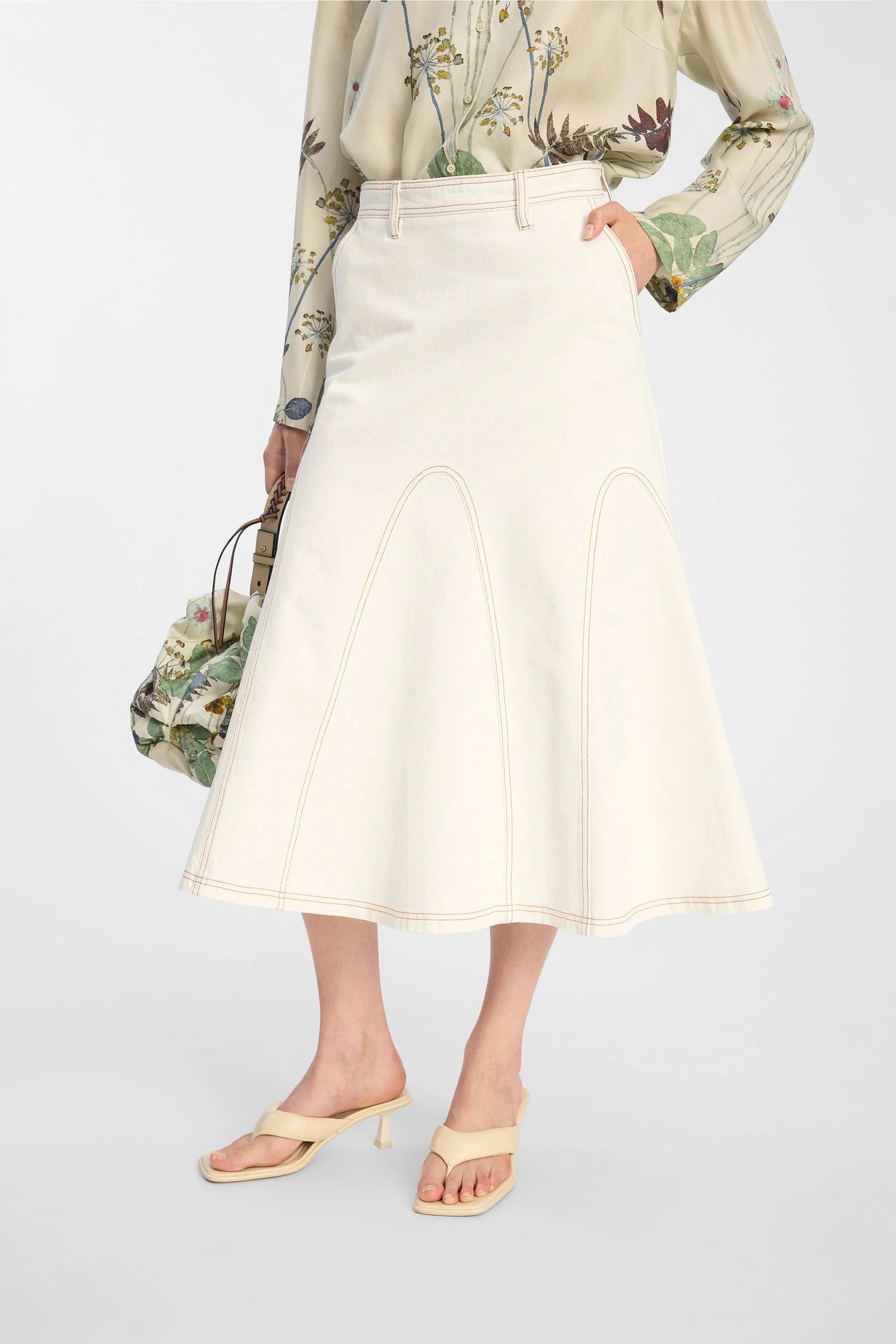 Braylin A-Line Denim Skirt Ivory – nelle-dk